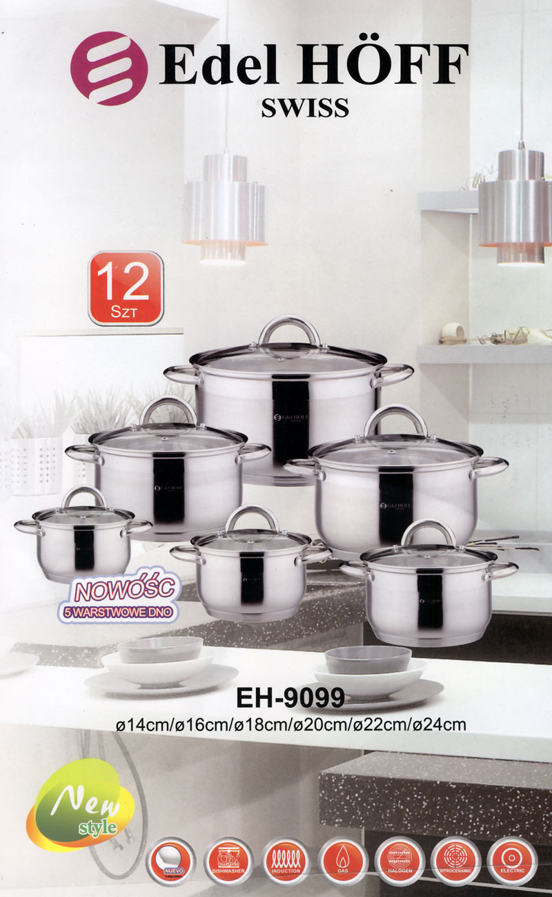 GARNKI EDEL HOFF JUMBO SILVER 12 ELE EH-9099 - EDEL HOFF - ZESTAWY ...